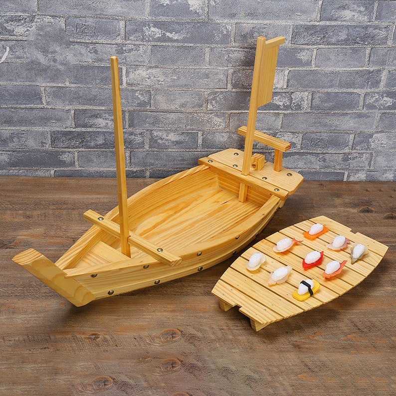 Japanese Sushi Boat Display Tray Bamboo Style Seafood Buffet - Etsy ...