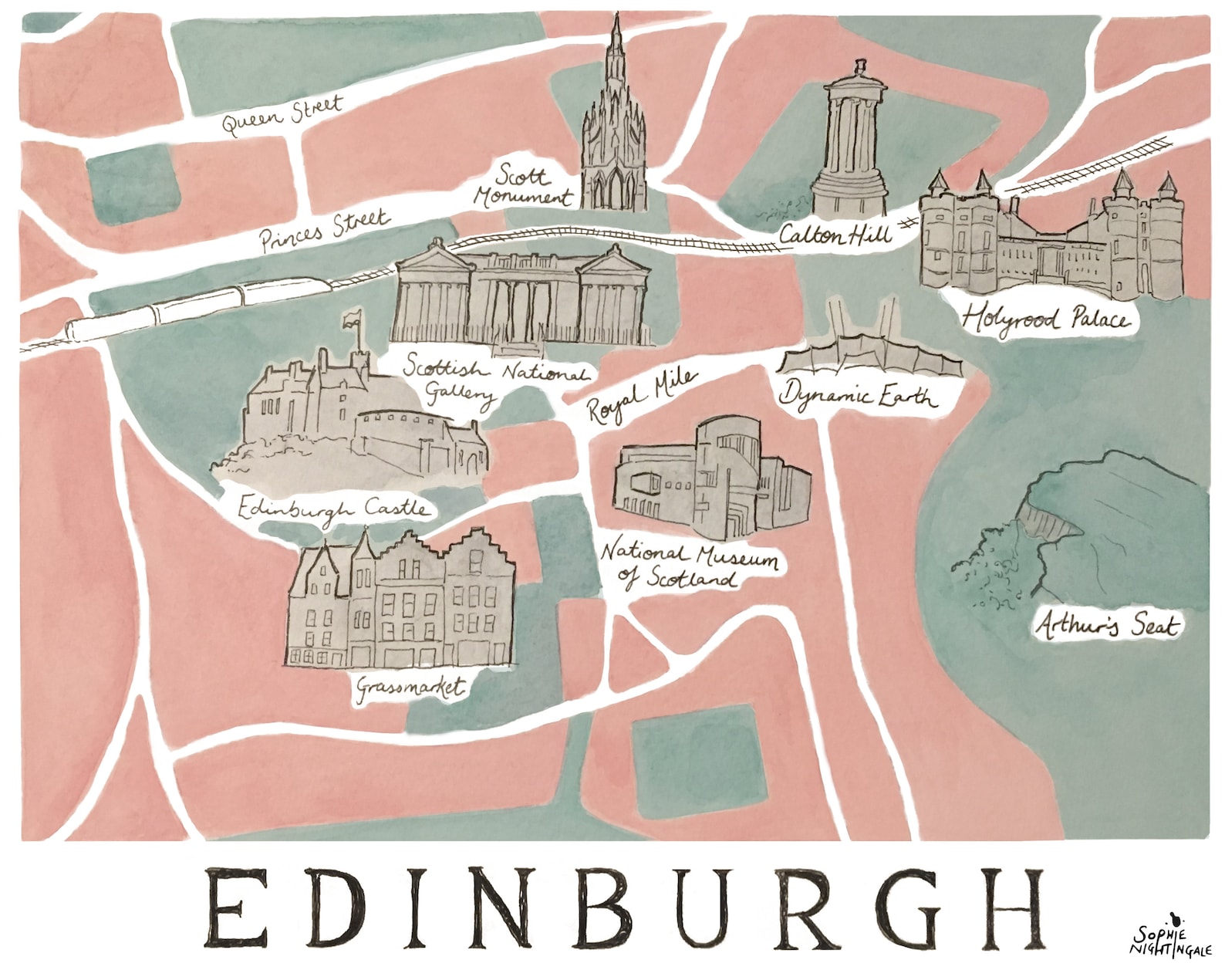 Watercolour Edinburgh Map 8''x10'' Print - Etsy