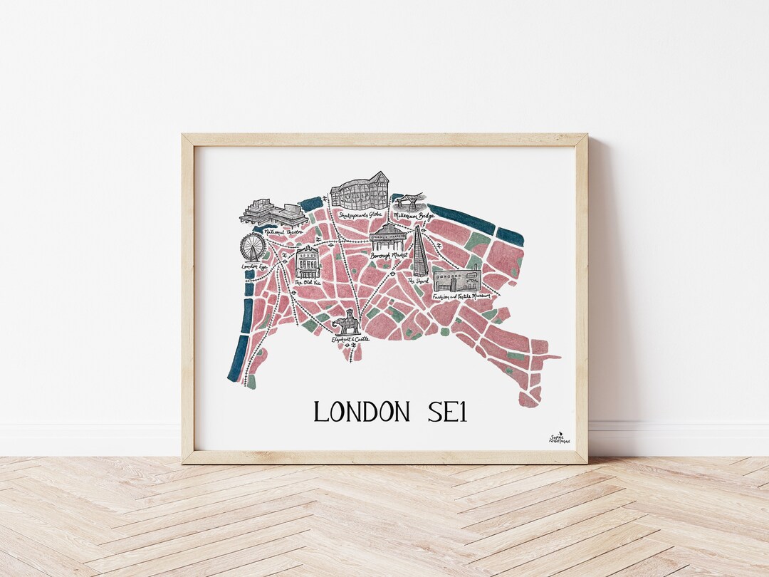 Watercolour SE1 Map 8''x10'' Print - Etsy