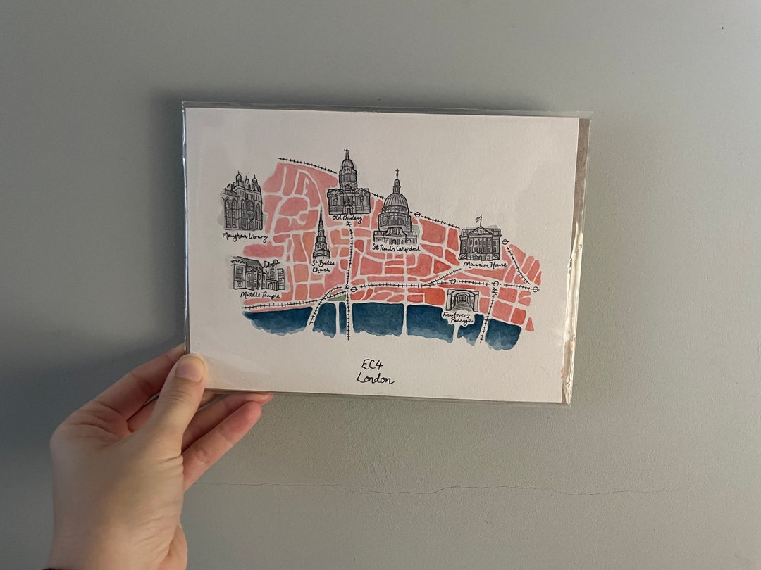 London EC4 Map Original A5 Watercolour Painting - Etsy