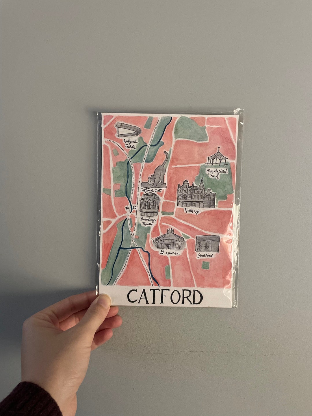 Catford Map Original A5 Watercolour Painting - Etsy
