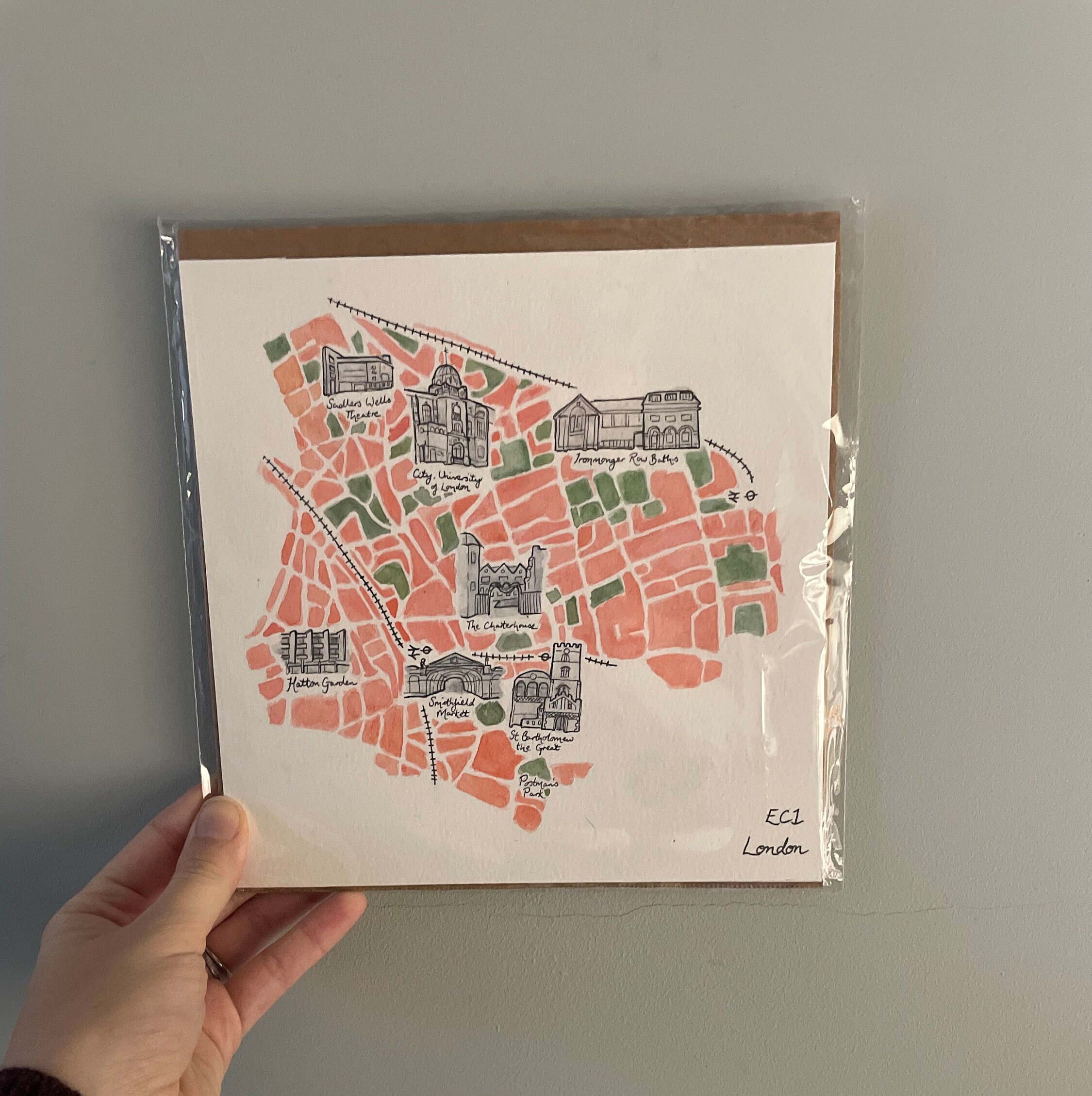 London EC1 Map Original 8x8 Watercolour Painting - Etsy