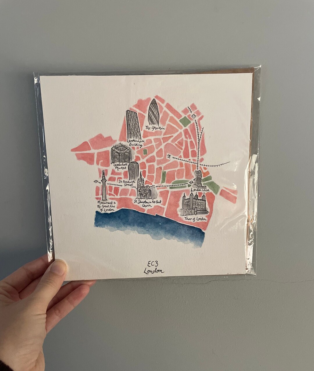 London EC3 Map Original Watercolour Painting 20cmx20cm - Etsy