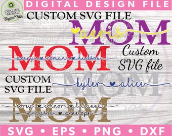Mom Kids Names Svg - Etsy