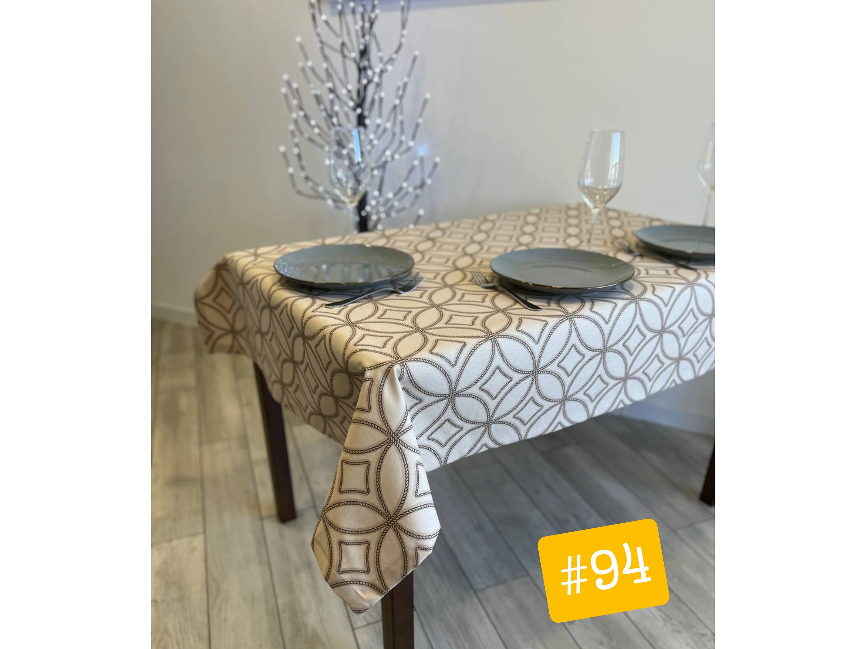 Modern Geo Flow Waterproof Tablecloth, Teflon Coating, Vinyl Table ...