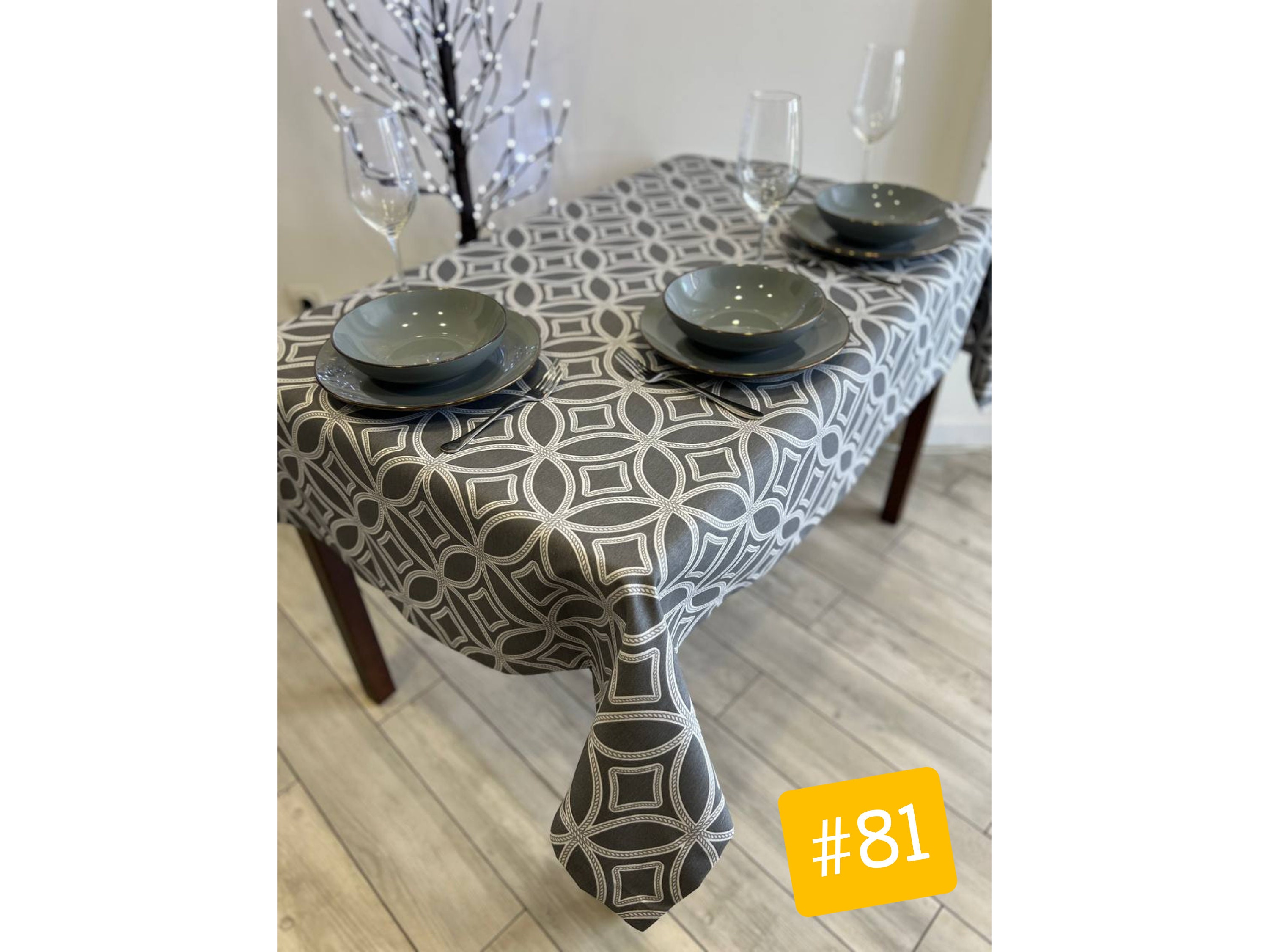 Modern Geo Flow Waterproof Tablecloth, Teflon Coating, Vinyl Table ...