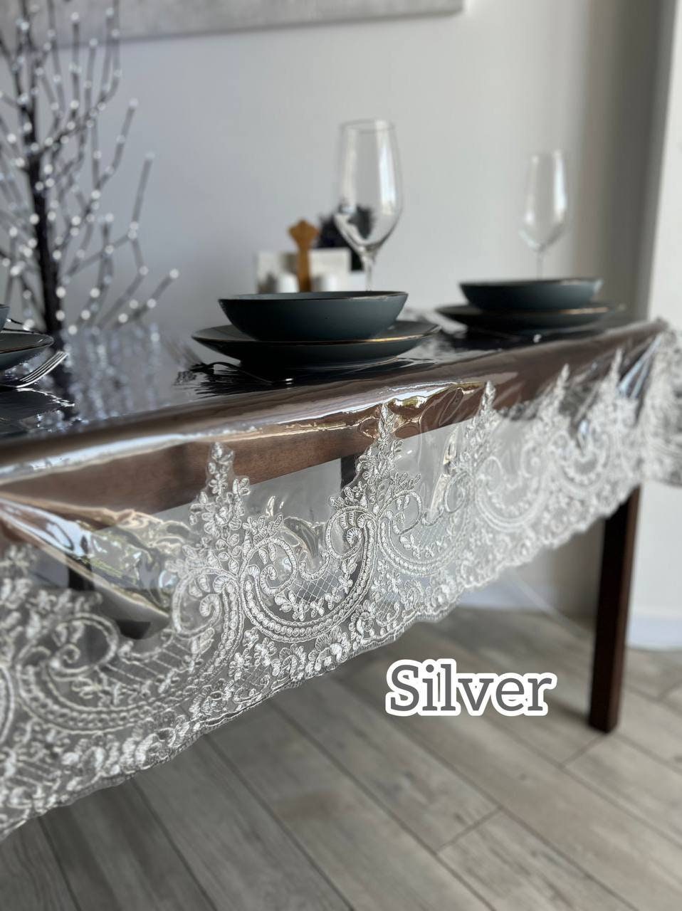 Sheer Silicone Lace Tablecloth, Waterproof Vinyl Table Cover, Custom ...