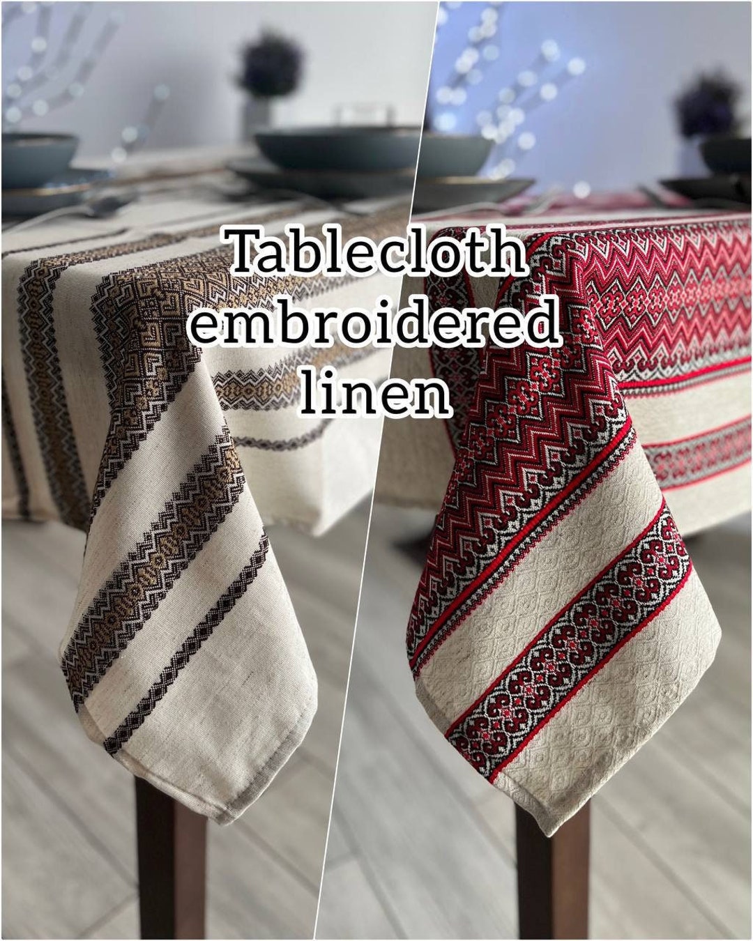 Tablecloth Embroidered Linen, Home Linen Tablecloth With Ukrainian ...