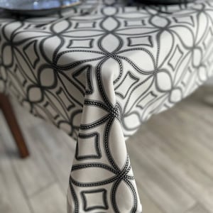 Modern Geo Flow Waterproof Tablecloth, Teflon Coating, Vinyl Table ...