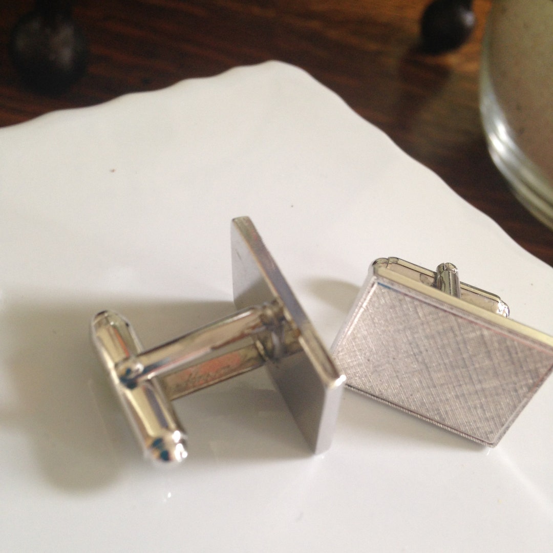 Vintage Anson Cuff Links, Silver Tone Cuff Links, Engraveable - Etsy