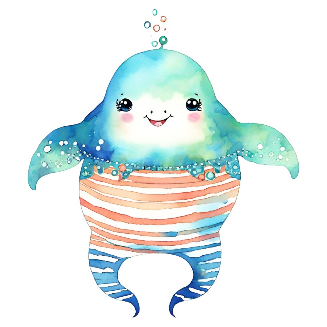 PNG Watercolor Cutout of Baby Sea Creature, Aqua Tot, Toddler Sea ...