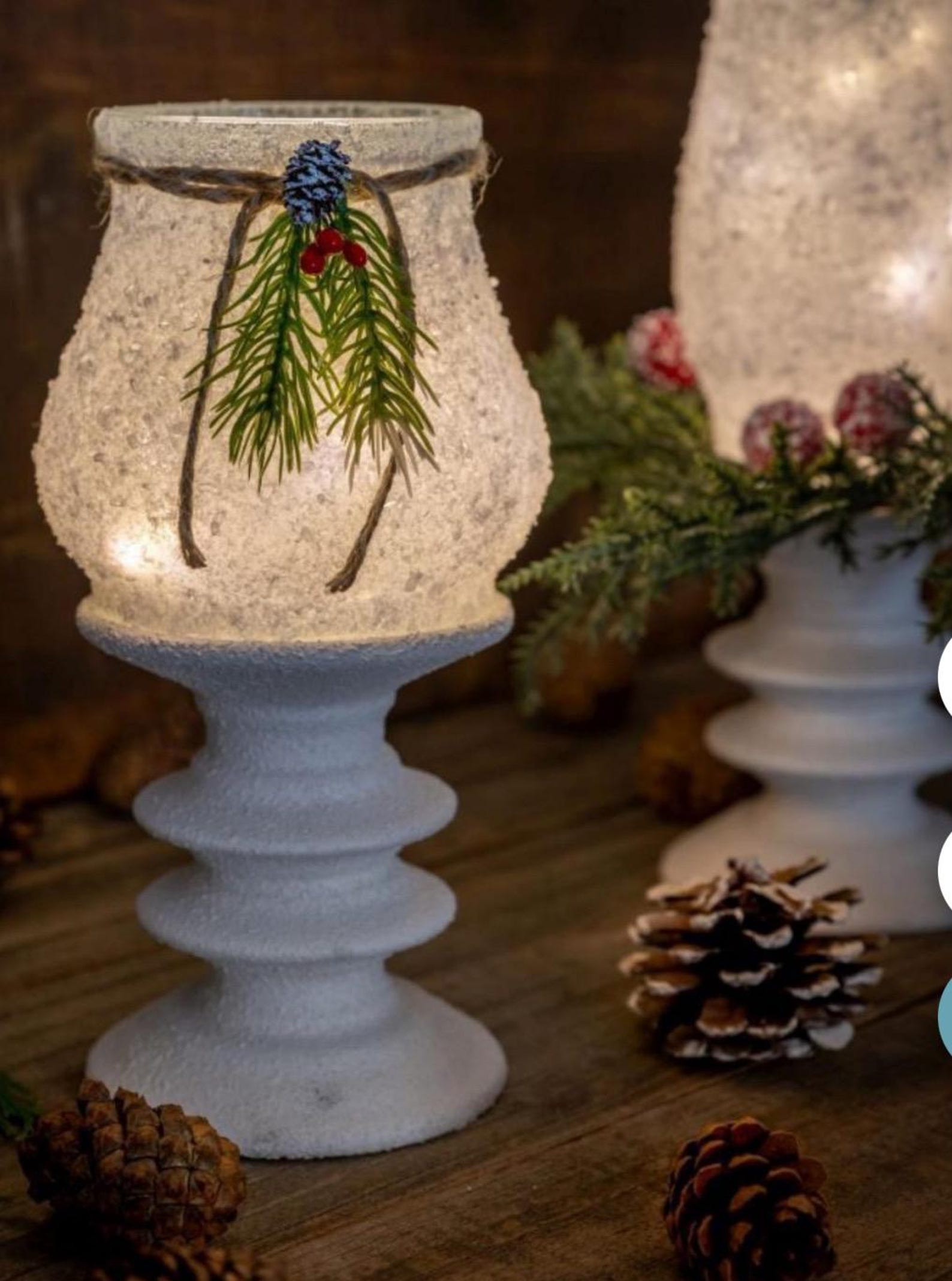 Set of 2 Snowy Lamps Beautiful for Winter Months. - Etsy