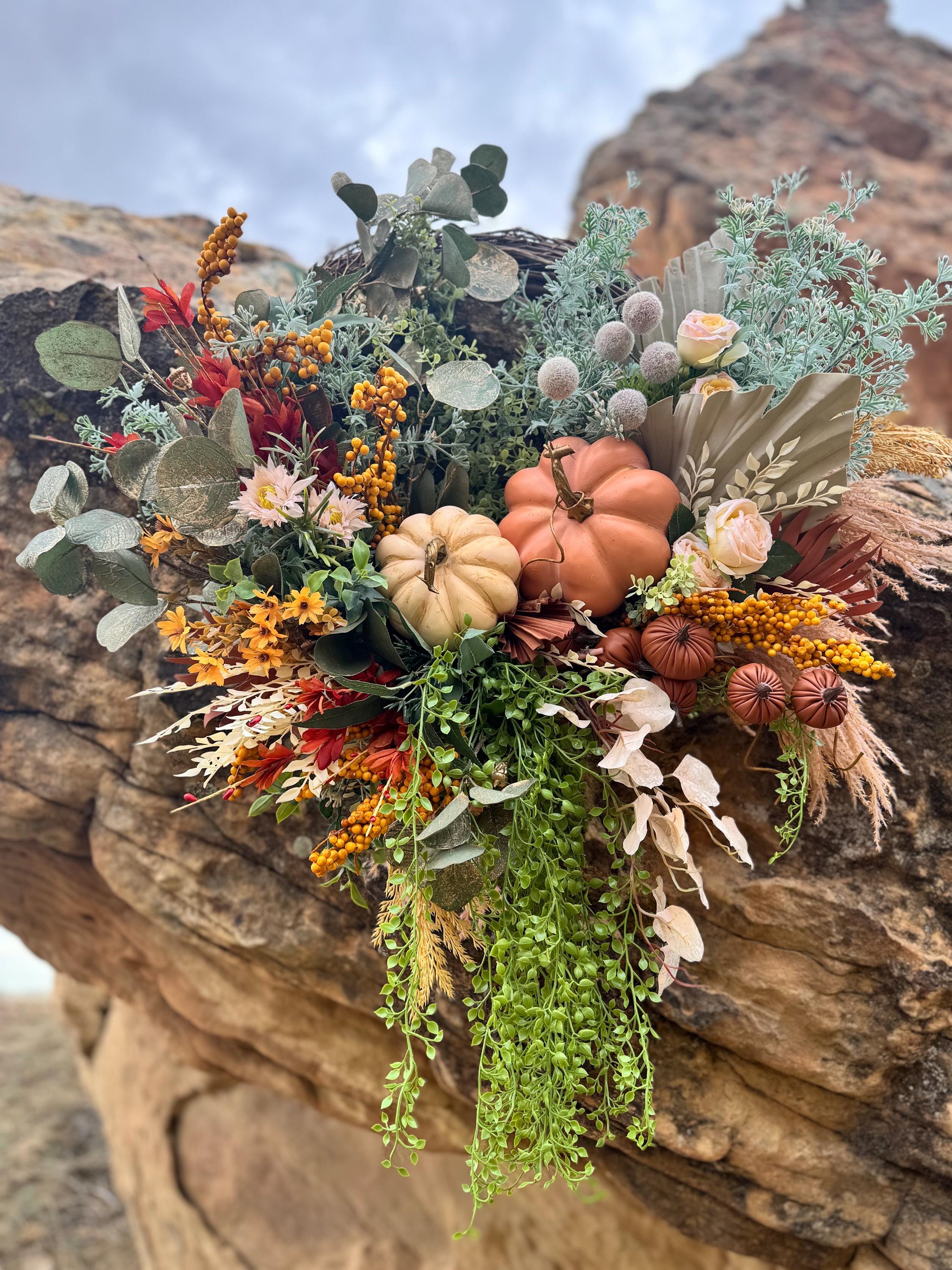 Desert Boho Harvest Wreath,autumn Door Wreath,pumpkin Wreath,fall Decor ...