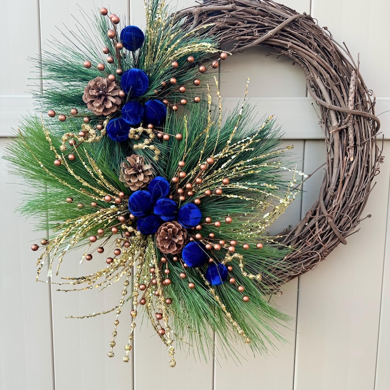 Blue Christmas Wreath - Etsy
