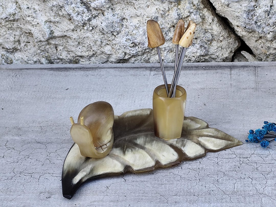 Buffalo Horn Snail Stand, Snail Picks, Horn Snail Statue - Etsy