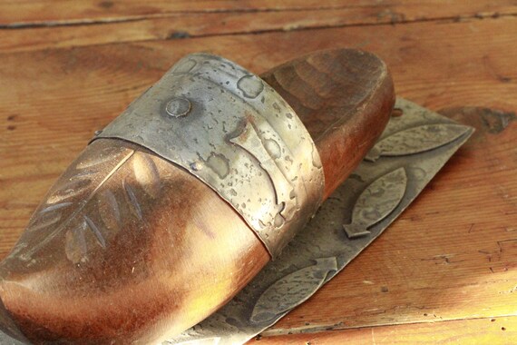rare wooden clog with iron plate underneath - Gem