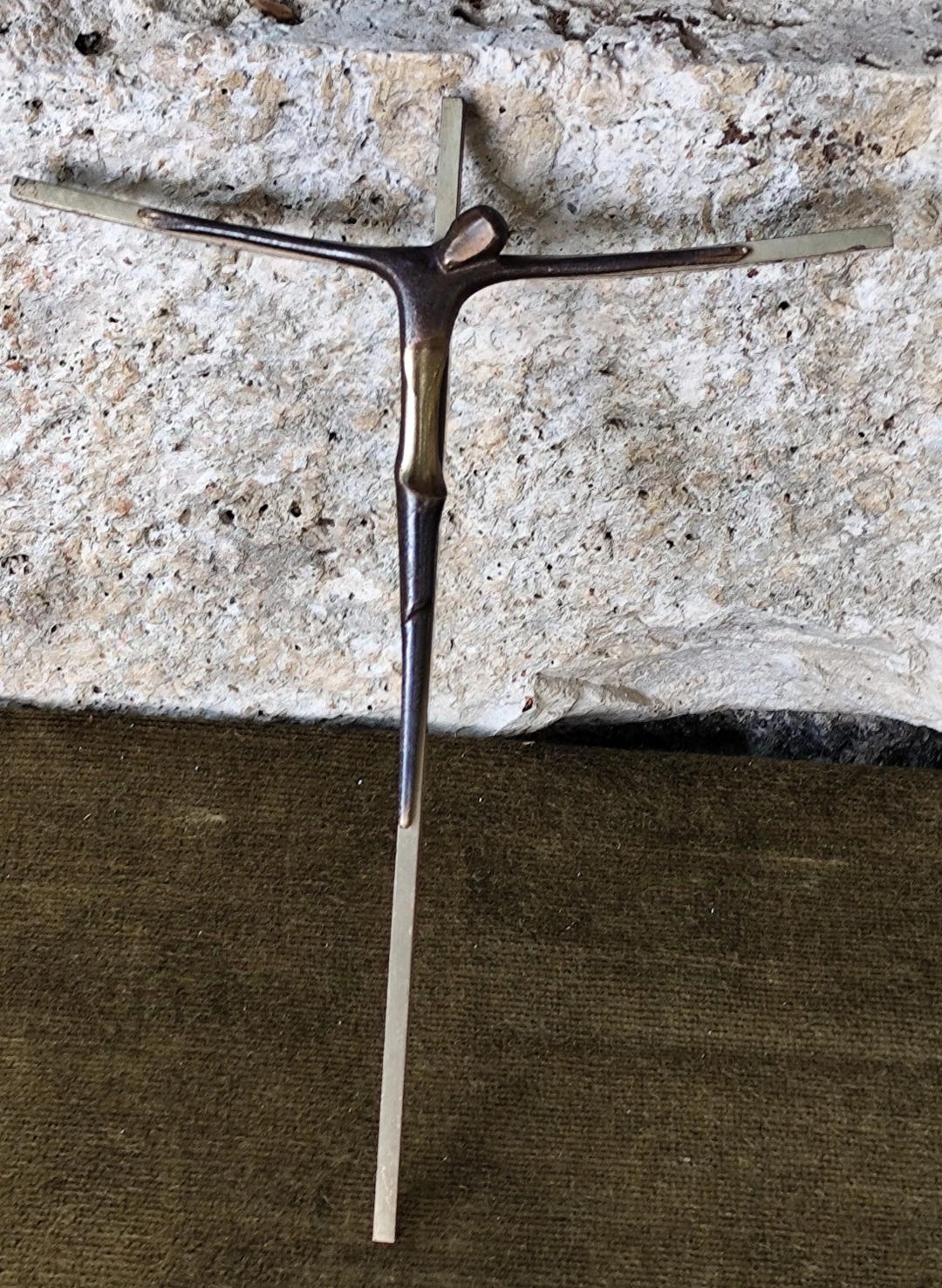 Antique Large Brass Crucifix Cross - Etsy