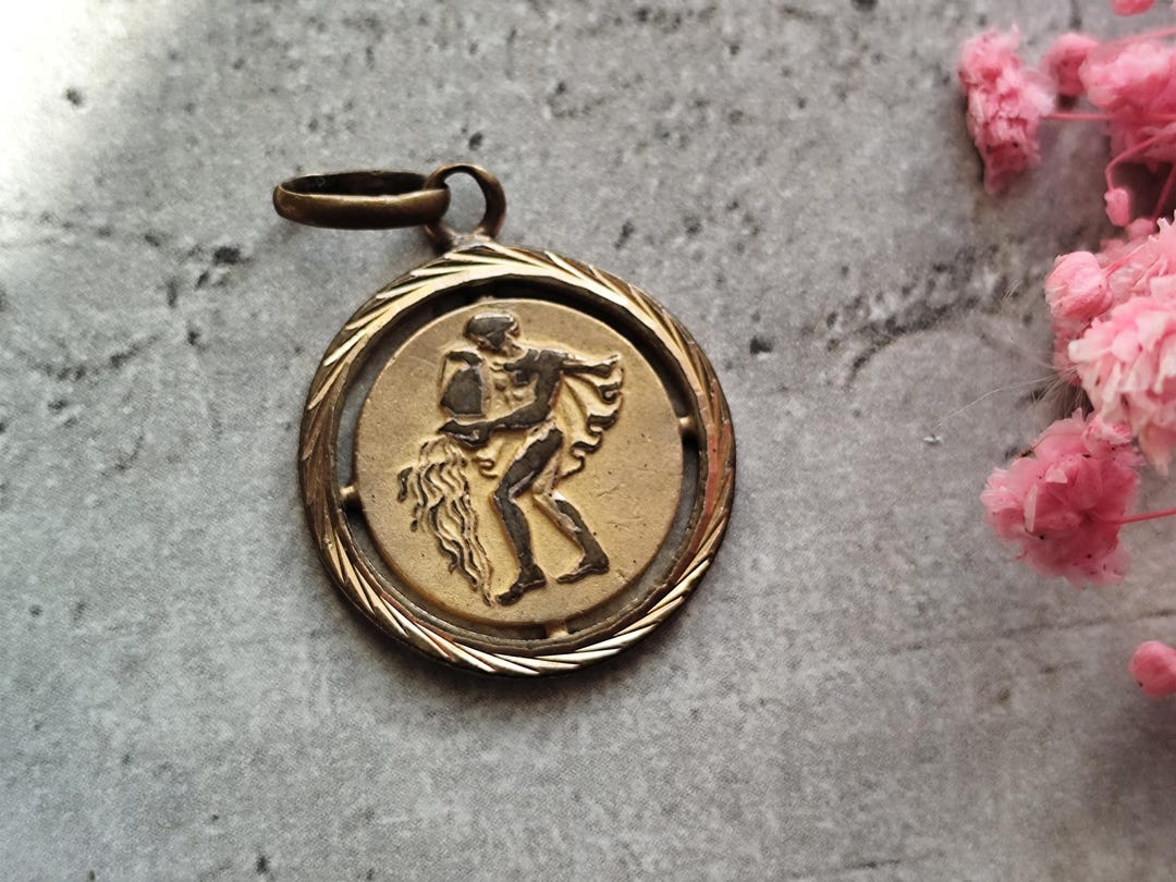Vintage Zodiac Constellation Locket Charm Pendant, Aquarius Sign ...