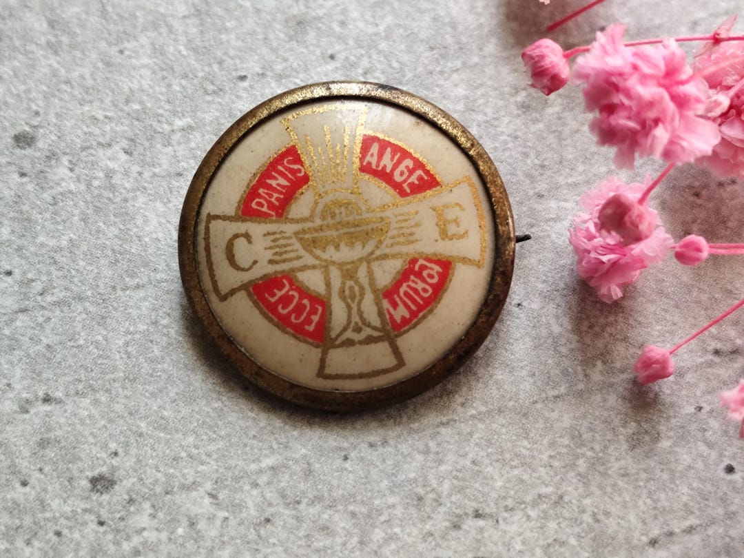 Vintage Religious Catholic Button, or Ecce Panis Ange Lorum, Corpus ...