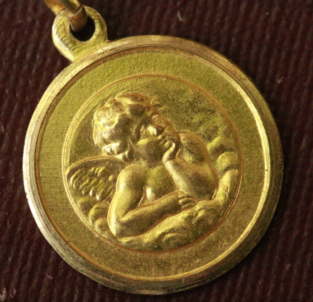 Vintage Angel Medal - Etsy