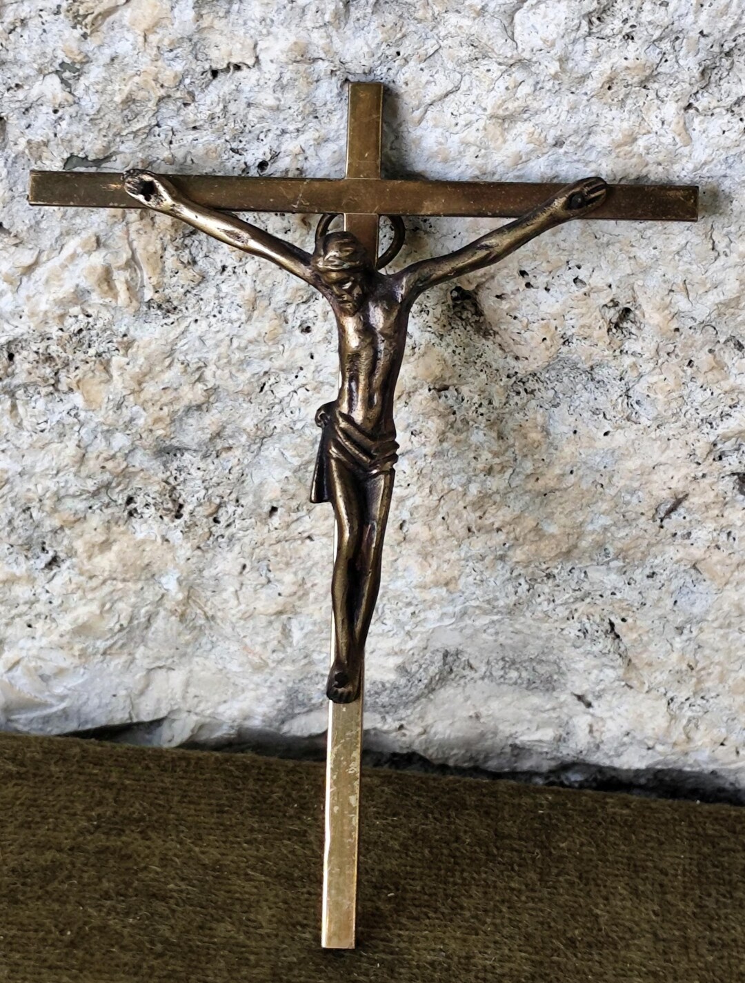 Antique Large Brass Crucifix Cross - Etsy