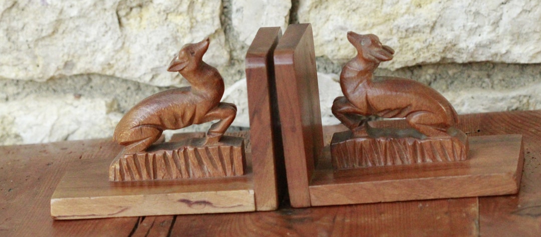 Old Doe Wooden Bookends - Etsy