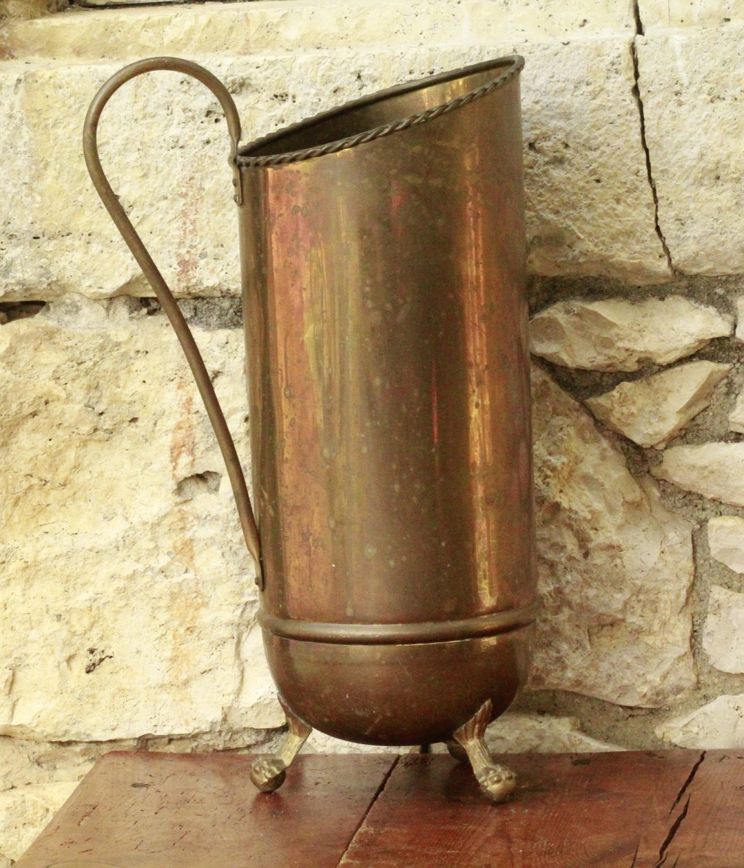 Coal Bucket in Copper and Brass With Lion's Paws - Etsy