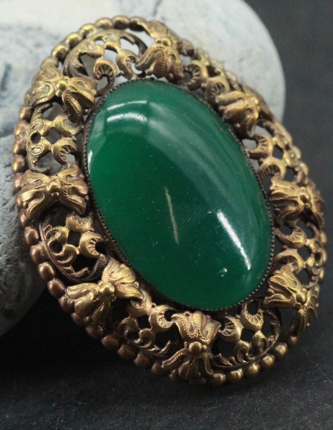 Vintage Green Brooch - Etsy UK