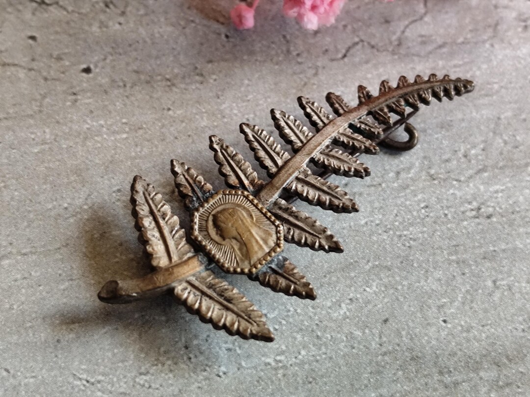 Antique French Silver Plated Religious Catholic Brooch in the Shape of ...