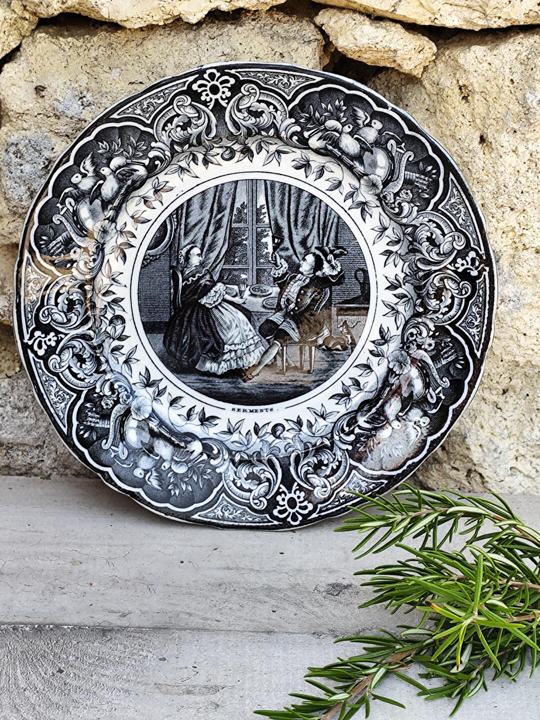 Antique Talking Plate "oaths" by J Vieillard & Cie D Johnston in ...