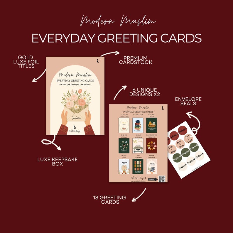 Muslim Greeting Card Set | Islamic Eid Hajj Wedding Graduation Ameen ...