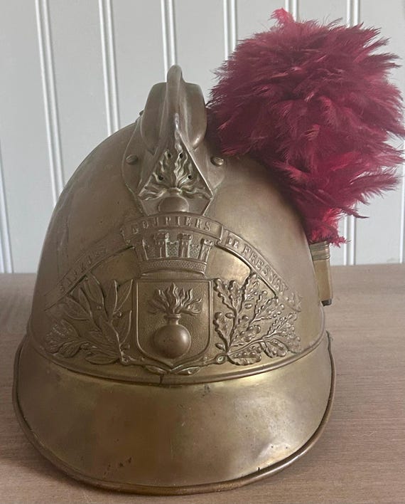 Antique French 19th Century WW1 Brass Fire Brigade He… - Gem
