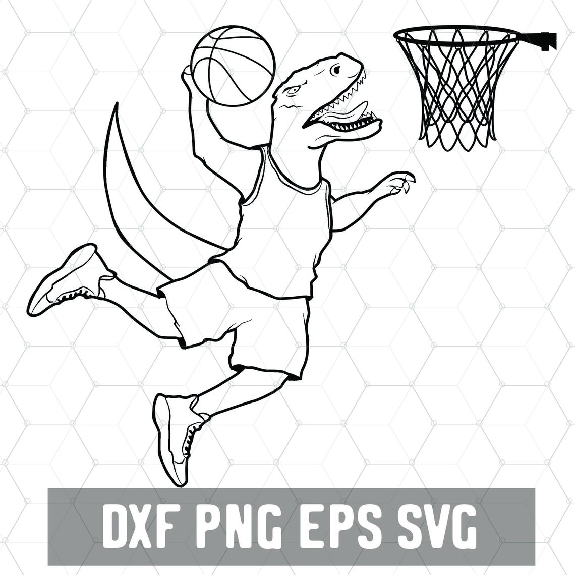 Dino Basketball SVG T-rex Slam-dunk Svg Dinosaur Kids | Etsy