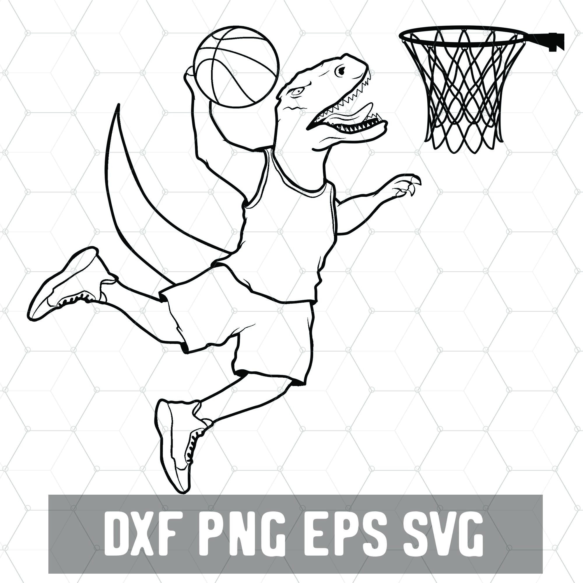 Dino basketbal SVG T-Rex slam-dunk Svg Dinosaur Kids - Etsy Nederland