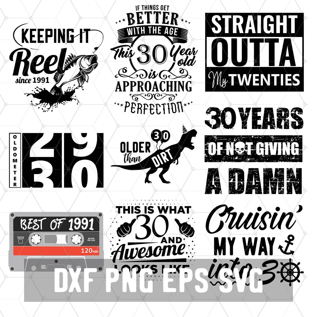 Funny 30th Birthday - 30 Years Men Svg - Birthday 30 Dad PNG - Digital ...