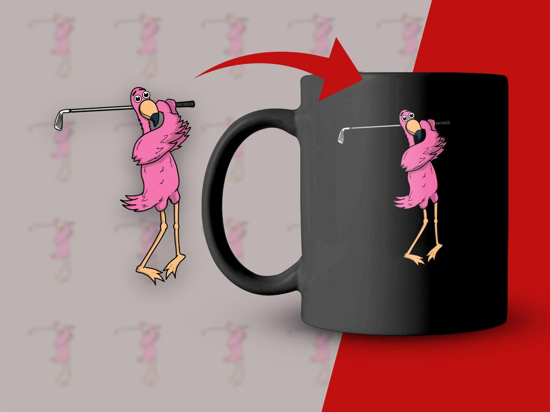 Funny Pink Flamingo Playing Golf Digital Art, Cute Animal Golf PNG ...