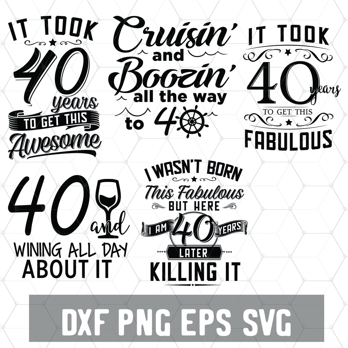 Funny 40th Birthday 40 Years Svg Birthday 40 PNG Digital | Etsy