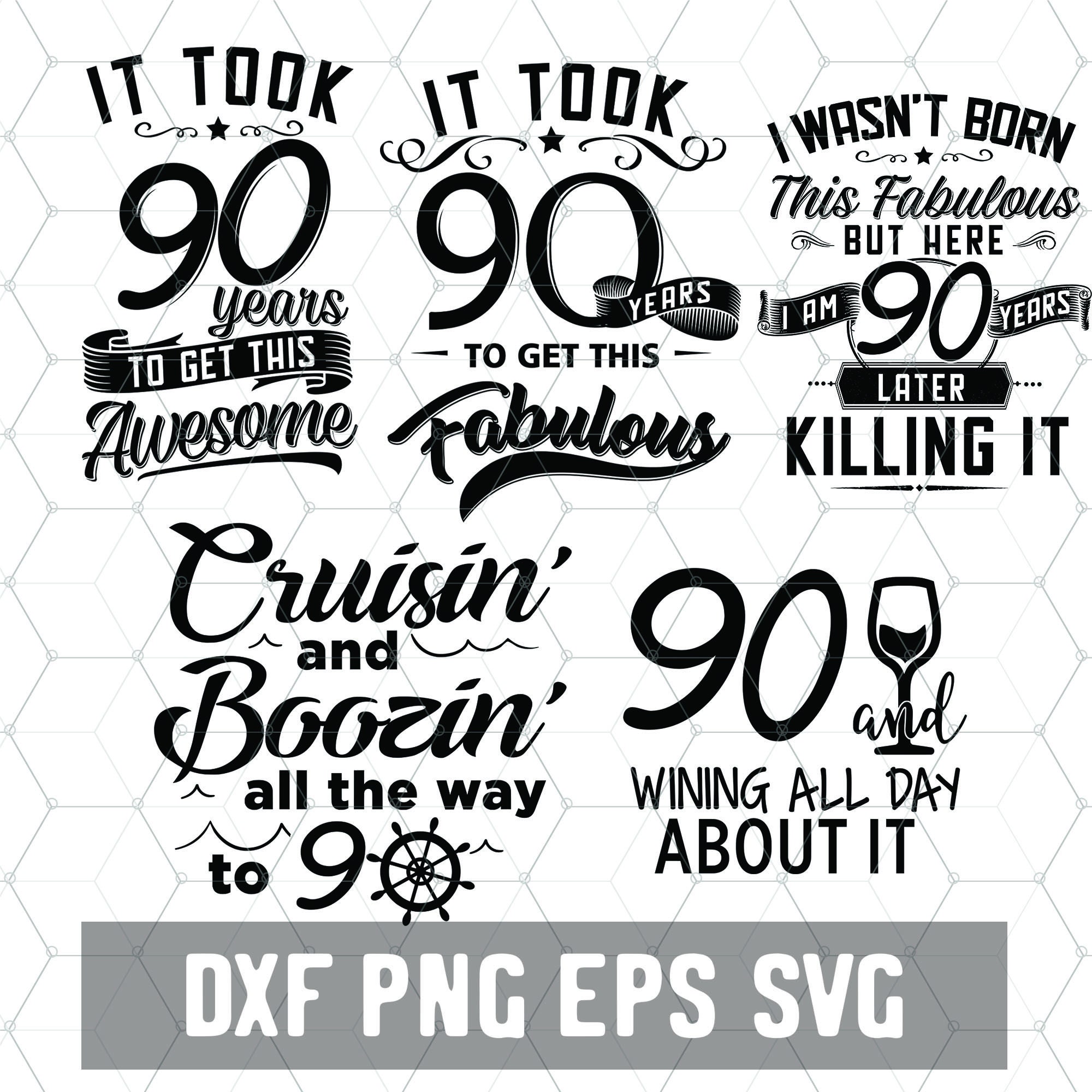 Funny 90th Birthday 90 Years Svg Birthday 90 PNG Digital | Etsy