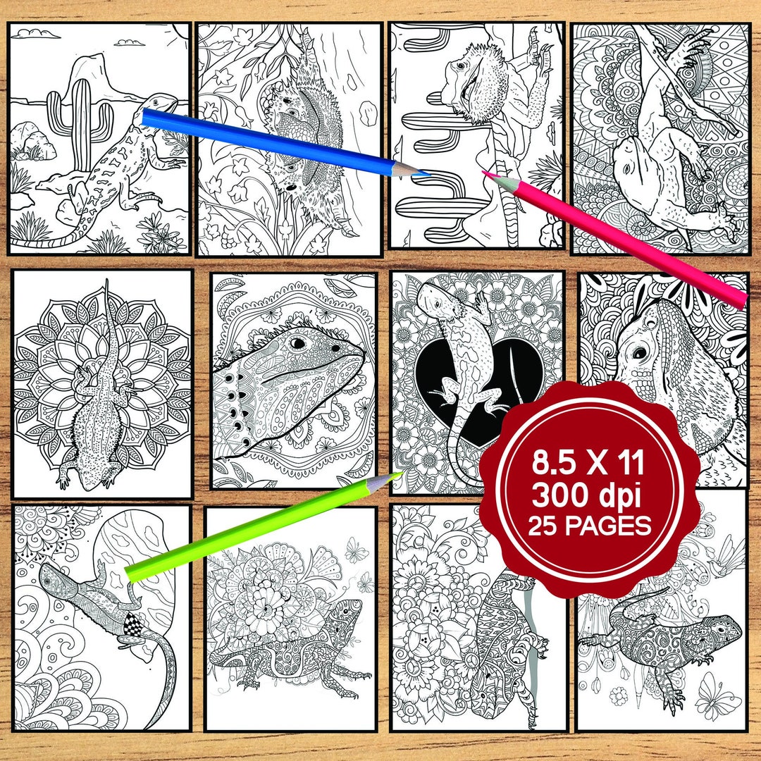 Bearded Dragon Adult Coloring Pages - Printable Coloring - Beardies ...
