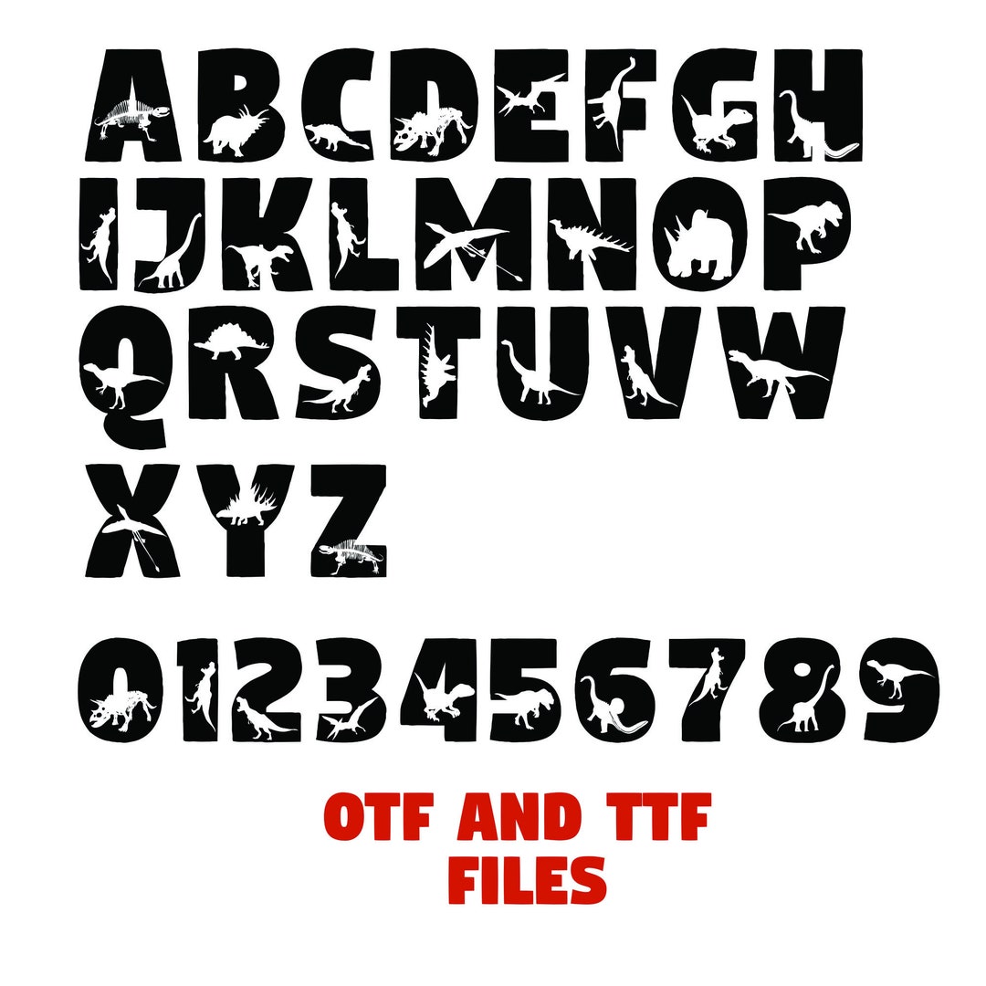 Dino Fonts- OTF and TTF - Dinosaur Fonts - Numbers - T-rex Download ...
