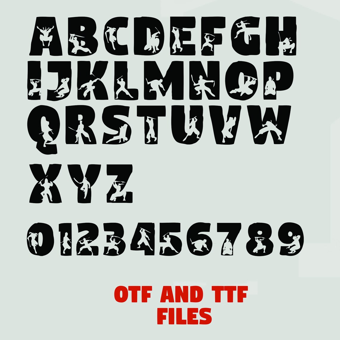 Ninja Fonts OTF and TTF Alphabet Fonts Numbers Martial - Etsy Canada