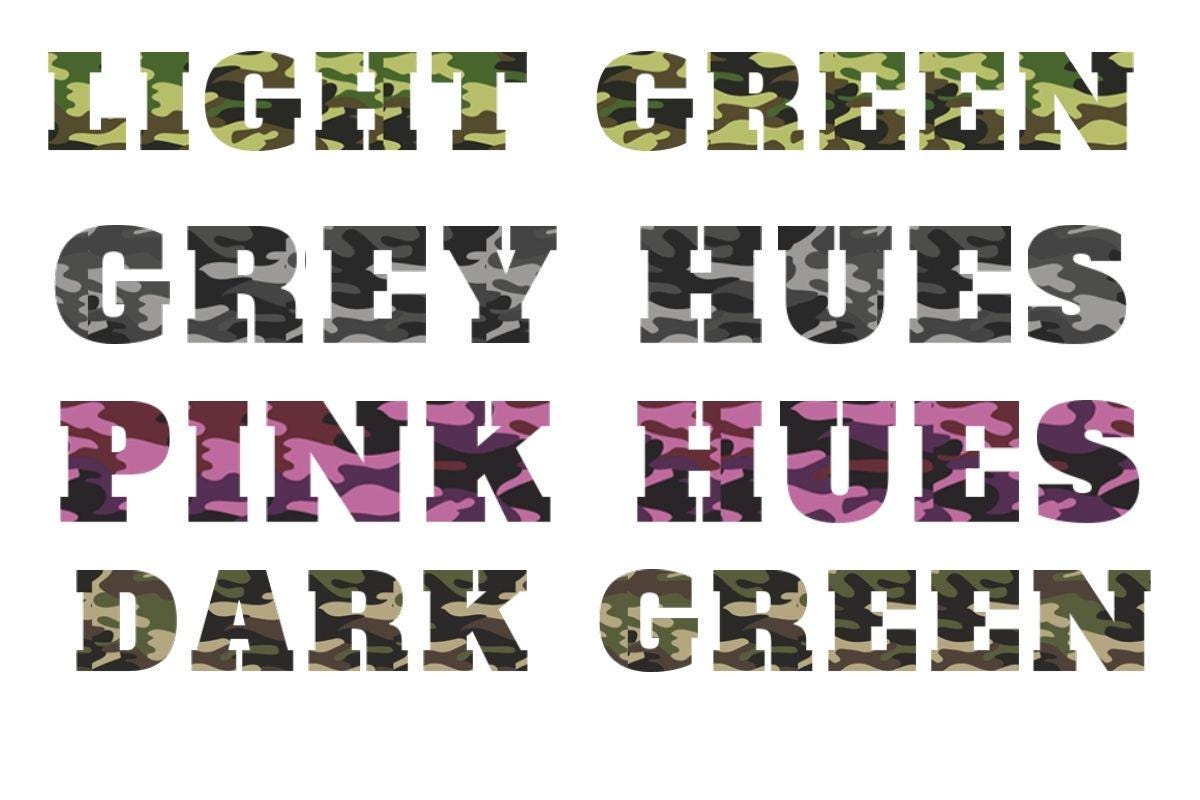 Camouflage Color Font Bundle | OTF Files in Dark Green, Light Green ...