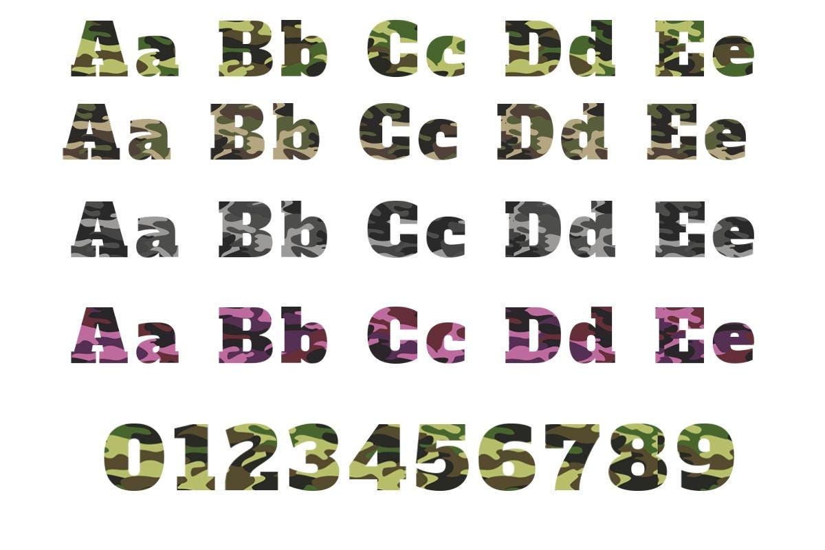Camouflage Color Font Bundle | OTF Files in Dark Green, Light Green ...