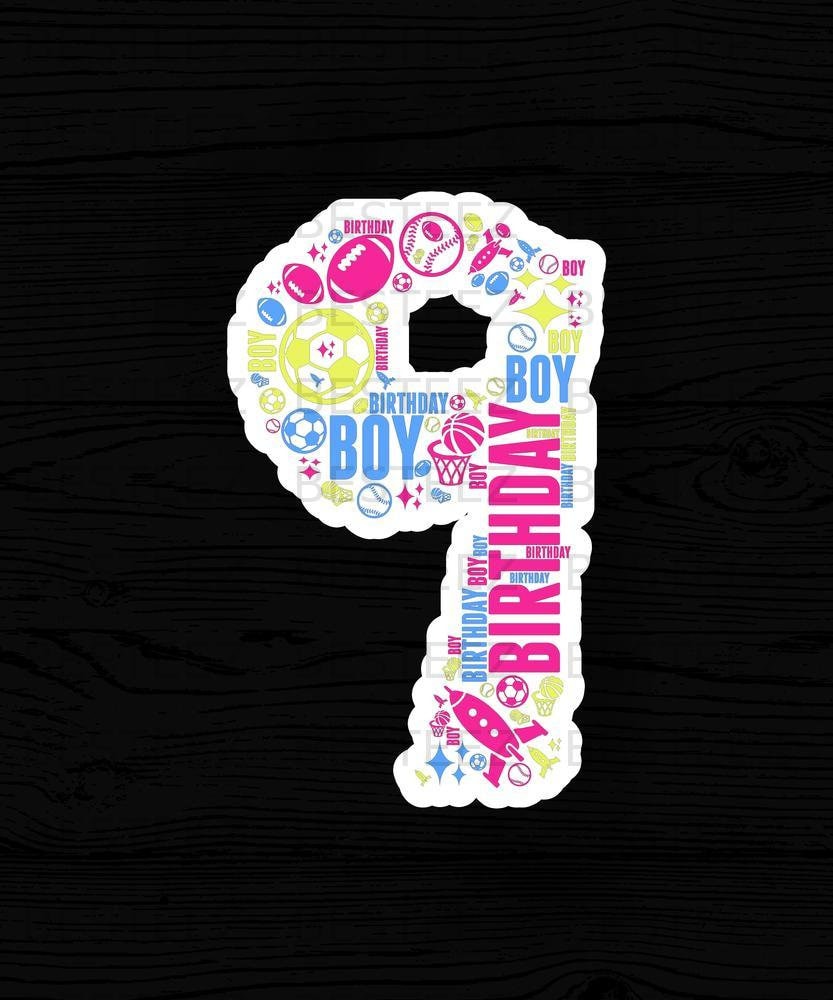 Birthday BOY 9 Years Svg File 9th Party Png Digital - Etsy UK