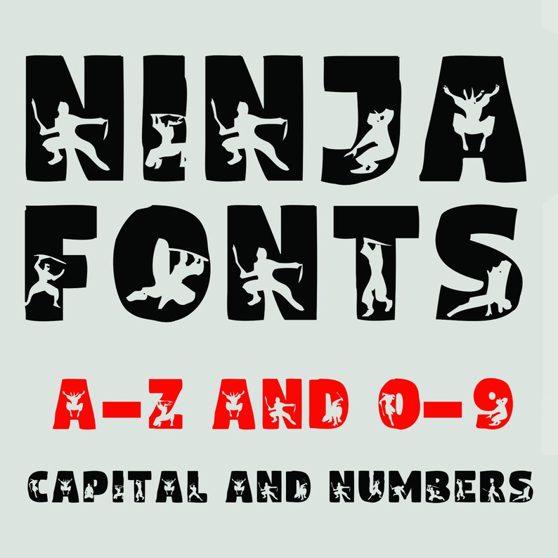 Ninja Fonts OTF and TTF Alphabet Fonts Numbers Martial - Etsy Canada