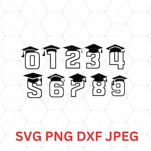 Graduation Cap Letter Alphabet and Numbers Graduate Font - Digital ...