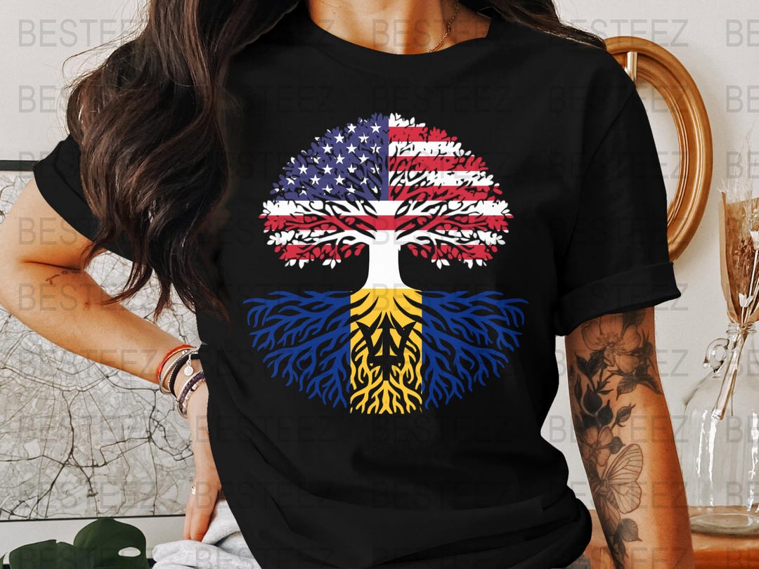 American Barbados Roots Digital Download, Usa Barbados Flag Tree ...