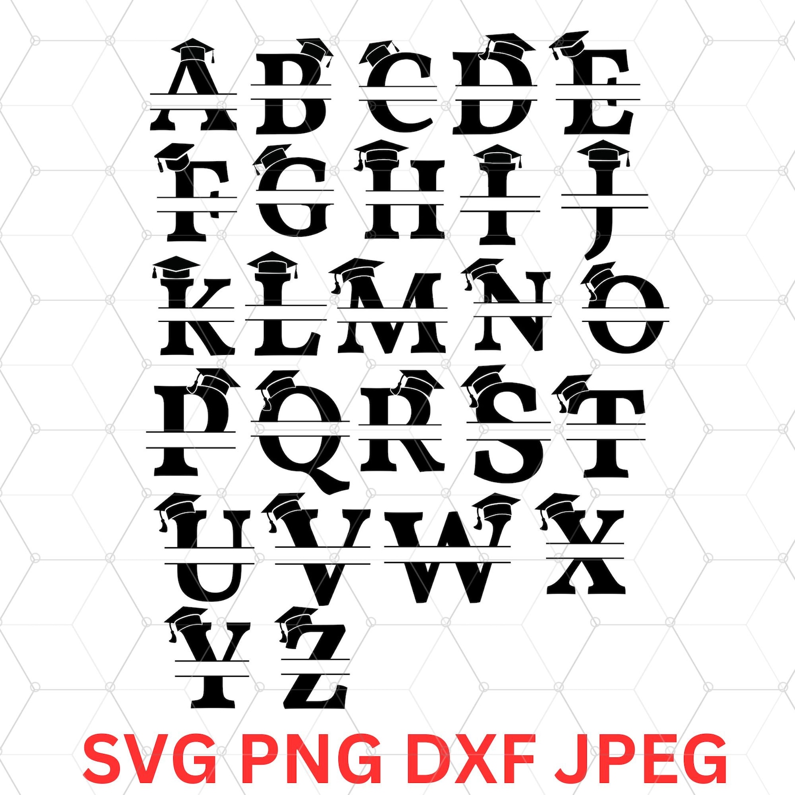 Monogram Letter Alphabet Graduate Font Digital Design Svg, Jpeg, Png ...