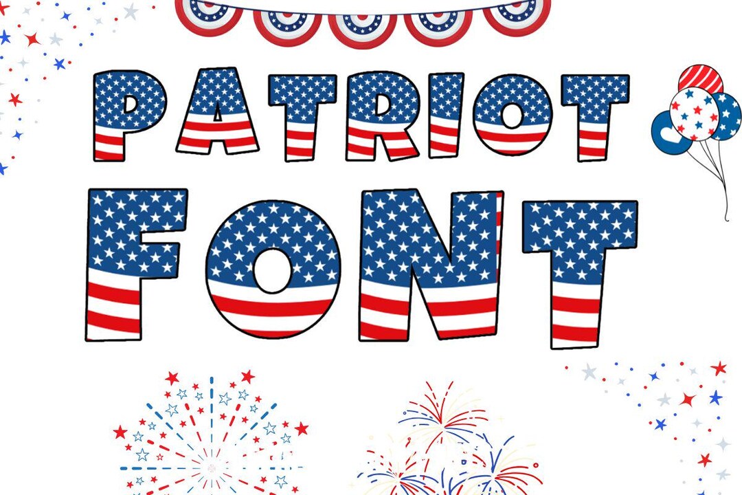 USA Patriotic Red White and Blue USA Font – Uppercase Letters & Numbers ...