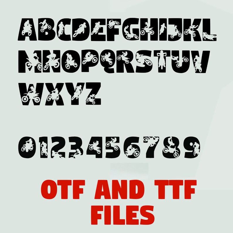 Motocross Fonts- OTF and TTF - Alphabet Fonts - Numbers - Biker ...